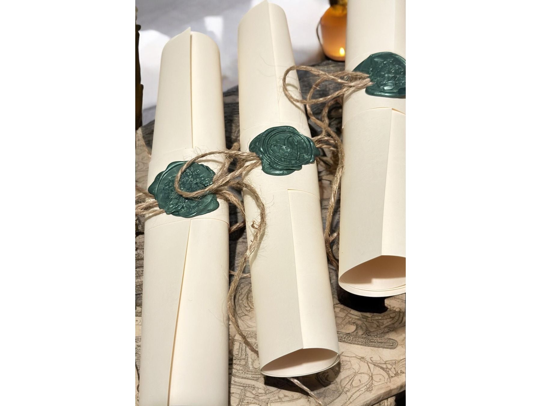 Handwritten Vintage Scroll with Twine and Green Wax Seal | Handwritten ...